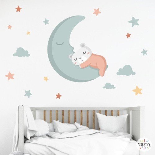 Osito en la luna (*‿*) | Vinilos para bebé, niño y niña | STARSTICK