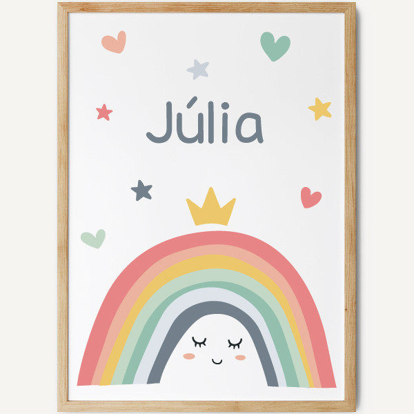 Tableau enfant personnalisé : Arc-en-ciel Souriant avec prénom ...
