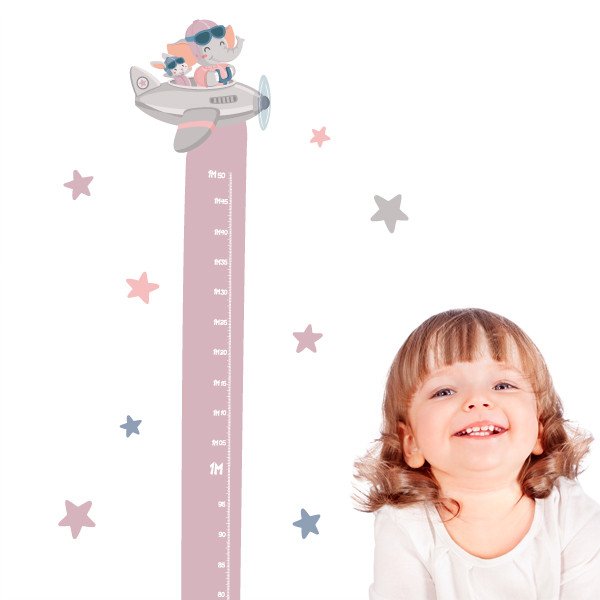 Wall meter sticker - Plane with elephant