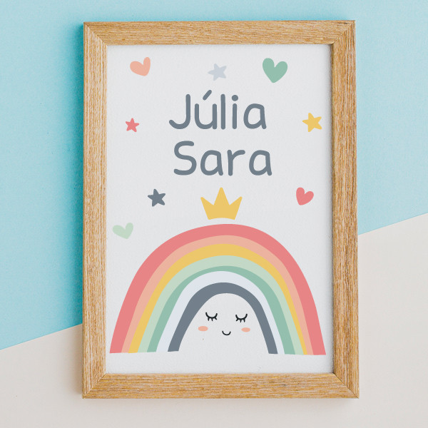 Tableau enfant personnalisé : Arc-en-ciel Souriant avec prénom ...