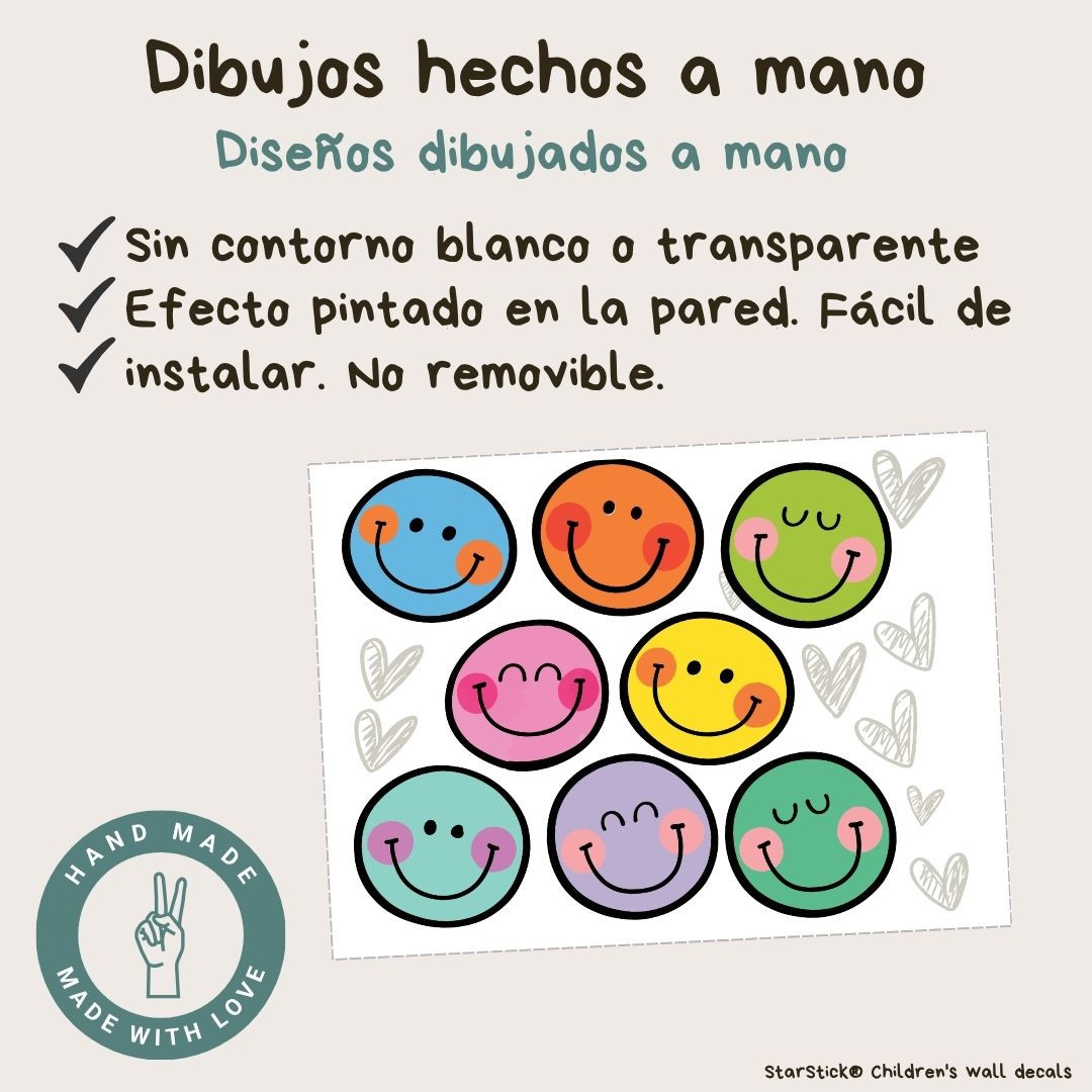 Sticker mural emojis souriants – Décoration enfantine et scolaire